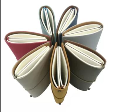 China Beige PU Leather Notebook A6 PU Leather Journal 100gsm With Rubber Band And Refiller for sale