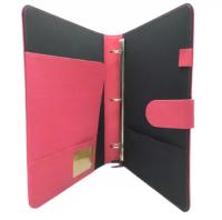 China Blue Pink Custom Leather Binders Durable Leather Ring Folder for sale