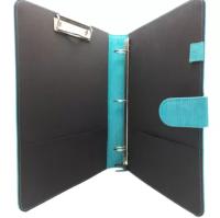 China Blue Pink Custom Leather Binders Durable Leather Ring Folder for sale