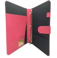 China Durable A4 Leather Ring Binder Black Custom Made Leather Binders for sale