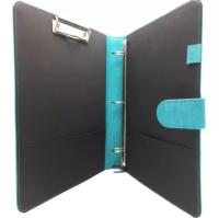 China Durable A4 Leather Ring Binder Black Custom Made Leather Binders for sale