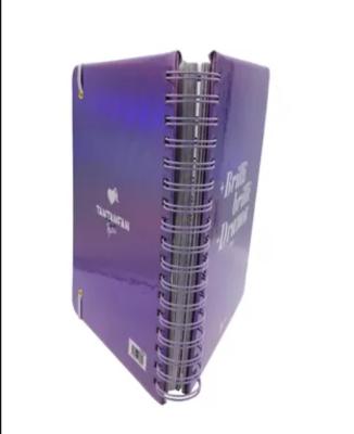 China CMYK Printing Spiral Paper Notebook Purple Hard Cover Spiral Planner 8.25x6.25 Inches for sale
