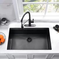China 24 Inches Black Built-in Kitchen Sink WorkstationUndermount Sink Black Stainless Steel Single Bowl KitchenSink for sale