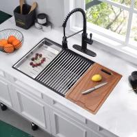 China 24 Inches Black Built-in Kitchen Sink WorkstationUndermount Sink Black Stainless Steel Single Bowl KitchenSink for sale