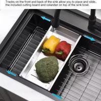 China Handmade 304 Stainless Steel Under Mount Two Hole Single Bowl Modern Design Kitchen Sink with Faucet Mixer for sale