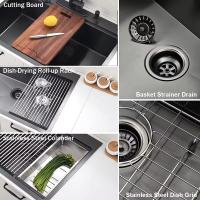 China Handmade 304 Stainless Steel Under Mount Two Hole Single Bowl Modern Design Kitchen Sink with Faucet Mixer for sale