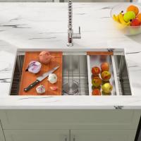 China Kitchen Sink Workstation 16 Gauge 304 Stainless Steel Large Single Bowl Under Counter Brushed Sinks with Accessories for sale