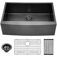 China 33 Inch Black Modern Eco-Friendly Brushed Surface 304 Stainless Steel Apron-Front Single Bowl Deck Mounted for sale