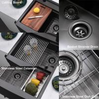 China New Arrival Farmhouse Kitchen Sink Ledge WorkstationDeep Single Bowl Stainless Steel Under Counter KitchenSink with Waterfall Faucet for sale