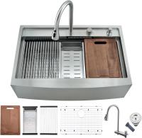 China New Arrival Farmhouse Handmade Sink Underthe Counter Basin 33 Inches Kitchen Embedded StainlessSteel Sink for sale
