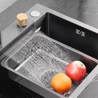 China Stainless Steel Nano Step Handmade Above Mount Waterfall Faucet Multifunction Single Bowl Kitchen Sinks for the Kitchen for sale