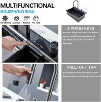 China Digital Display Stainless Steel Kitchen Sink with Nano Honeycomb and Multifunctional Waterfall Rainfall for sale