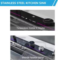 China Digital Display Stainless Steel Kitchen Sink with Nano Honeycomb and Multifunctional Waterfall Rainfall for sale