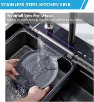 China Digital Display Stainless Steel Kitchen Sink with Nano Honeycomb and Multifunctional Waterfall Rainfall for sale