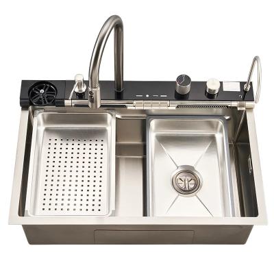 China Digital Display Stainless Steel Kitchen Sink with Nano Honeycomb and Multifunctional Waterfall Rainfall for sale