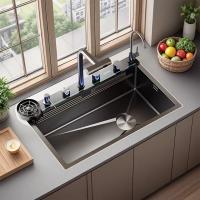 China Digital Display Stainless Steel Kitchen Sink with Nano Honeycomb and Multifunctional Waterfall Rainfall for sale