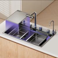 China Digital Display Stainless Steel Kitchen Sink with Nano Honeycomb and Multifunctional Waterfall Rainfall for sale