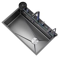 China Digital Display Stainless Steel Kitchen Sink with Nano Honeycomb and Multifunctional Waterfall Rainfall for sale