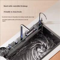China Digital Display Stainless Steel Kitchen Sink with Nano Honeycomb and Multifunctional Waterfall Rainfall for sale