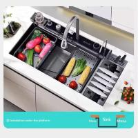China Digital Display Stainless Steel Kitchen Sink with Nano Honeycomb and Multifunctional Waterfall Rainfall for sale