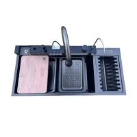 China Digital Display Stainless Steel Kitchen Sink with Nano Honeycomb and Multifunctional Waterfall Rainfall for sale