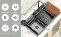 China Digital Display Stainless Steel Kitchen Sink with Nano Honeycomb and Multifunctional Waterfall Rainfall for sale