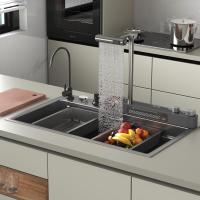 China Digital Display Stainless Steel Kitchen Sink with Nano Honeycomb and Multifunctional Waterfall Rainfall for sale