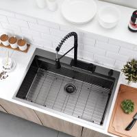 China Modern Multifunction Black Waterfall Faucet Drop in Kitchen Sink Workstation Topmount Stainless Steel Single Bowl Kitchen Sink for sale
