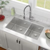 China Undermount Sink Double Bowl Kitchen Sink Stainless Steel 16 Gauge Round Corner Double BowlSink Basin for sale