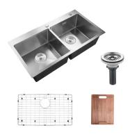 China New Kitchen Sink Double Durable Bowl Handmade Double Bowl 304 Stainless Steel Modern Square for sale