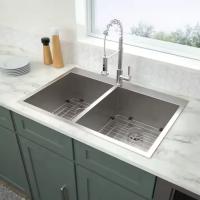 China New Kitchen Sink Double Durable Bowl Handmade Double Bowl 304 Stainless Steel Modern Square for sale