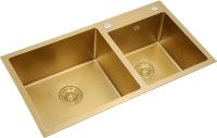 China Luxury Handmade Modern Rectangular Stainless Steel 304 Brushed Surface Customized Thickness Kitchen Sink Double Bowl Undermount for sale