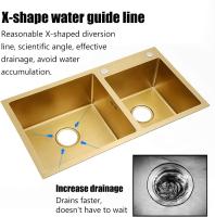 China Luxury Handmade Modern Rectangular Stainless Steel 304 Brushed Surface Customized Thickness Kitchen Sink Double Bowl Undermount for sale