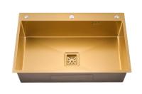 China Luxury Gold Sink High Quality 304 S.S. Top Mount Handmade Sink Single Bowl for Kitchen for sale