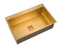 China Luxury Gold Sink High Quality 304 S.S. Top Mount Handmade Sink Single Bowl for Kitchen for sale