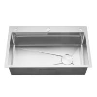 China Modern Single Bowl Kitchen Sink Faucet Handmade Stainless Steel Silver One-Hole Design with Cup Washer Hidden Faucet for sale
