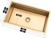 China Gold Undermount Modern Kitchen Sink 30x18 Inch 201/304 Stainless Steel Single Bowl One Hole Without Faucet with Strainer for sale
