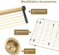 China Gold Undermount Modern Kitchen Sink 30x18 Inch 201/304 Stainless Steel Single Bowl One Hole Without Faucet with Strainer for sale