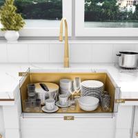 China Gold Undermount Modern Kitchen Sink 30x18 Inch 201/304 Stainless Steel Single Bowl One Hole Without Faucet with Strainer for sale