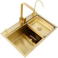 China Gold Stainless Steel Sink Large Single Kitchen Sink Household Dish Washing Basin Dish Washing Basin Above Counter for sale