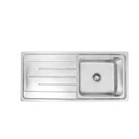 China Single Bowl Stainless Steel Kitchen Sink Drain Board New Style Multifunction Rectangular Counter Installation Easy Counter Top for sale