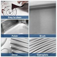 China Commercial Kitchen Sink Double Square Stainless Steel Handmade Drain Board Easy Assembly One-Hole Design Faucet Not Included for sale