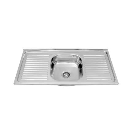 China Luxury European Kitchen Sink Single Bowl Stainless Steel Kitchen Sink With Drain Board Without Faucet for sale