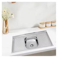 China Luxury European Kitchen Sink Single Bowl Stainless Steel Kitchen Sink With Drain Board Without Faucet for sale