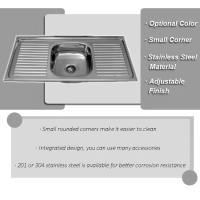 China Luxury European Kitchen Sink Single Bowl Stainless Steel Kitchen Sink With Drain Board Without Faucet for sale