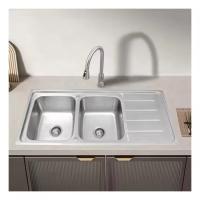 China Luxury European Kitchen Sink Single Bowl Stainless Steel Kitchen Sink With Drain Board Without Faucet for sale
