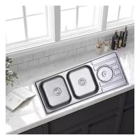China Luxury European Kitchen Sink Single Bowl Stainless Steel Kitchen Sink With Drain Board Without Faucet for sale