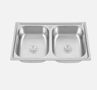 China Thickened Stainless Steel Double Bowls Washing Basin Rectangular Morden Kitchen Sink for sale