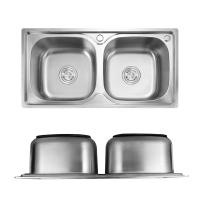 China Thickened Stainless Steel Double Bowls Washing Basin Rectangular Morden Kitchen Sink for sale