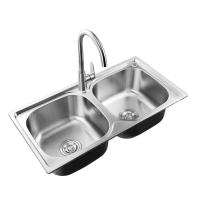 China Thickened Stainless Steel Double Bowls Washing Basin Rectangular Morden Kitchen Sink for sale